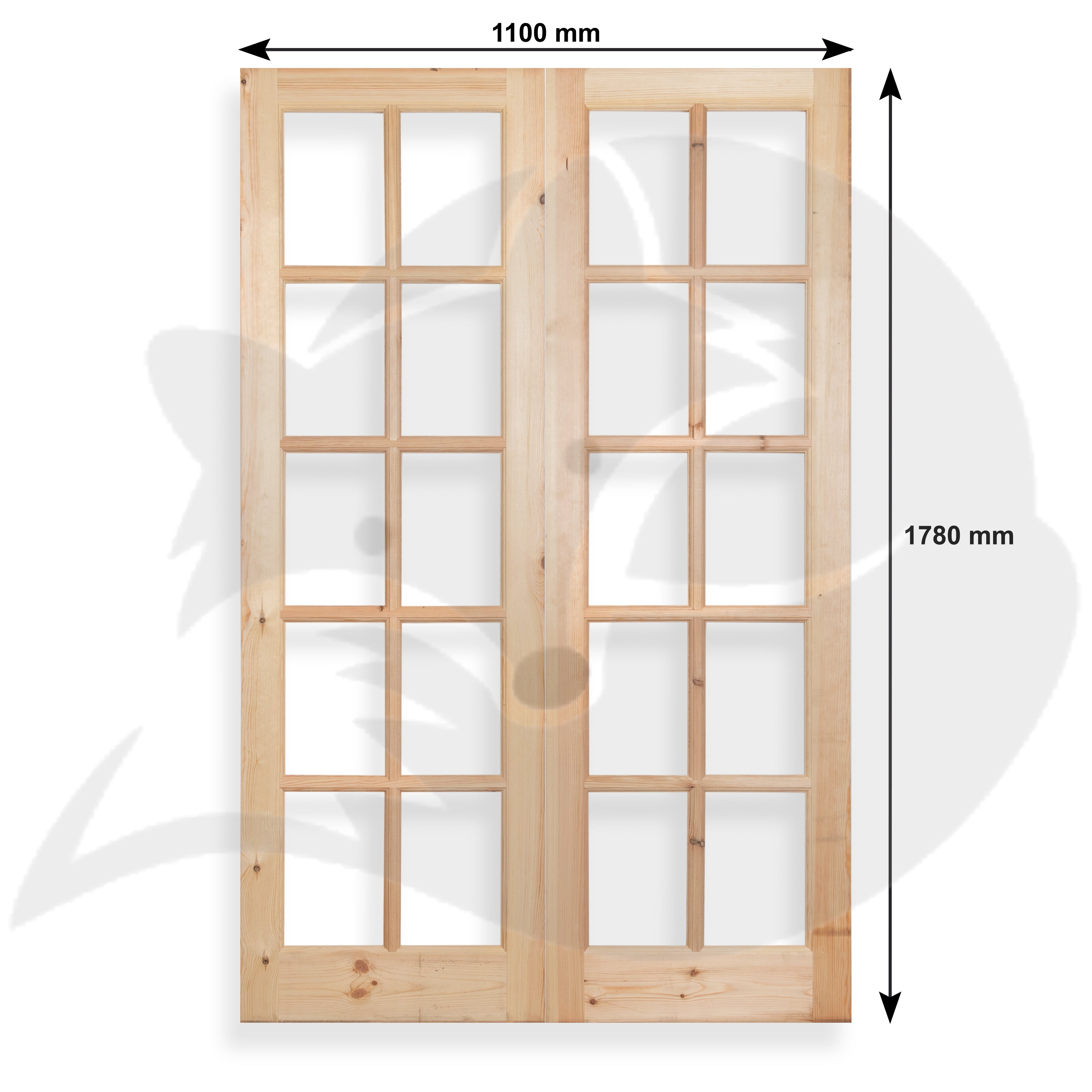 Georgian 10 Pane Double Doors in Redwood Pine | Buy Now
